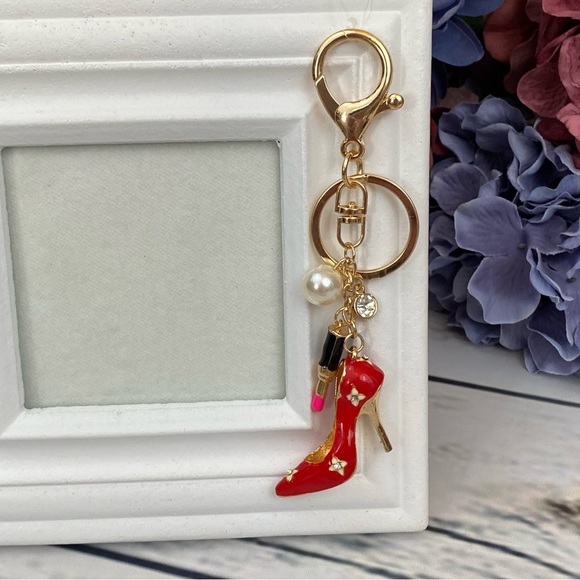 Accessories | Glam Keychain With Red High Heel Shoe And Lipstick Charm ...